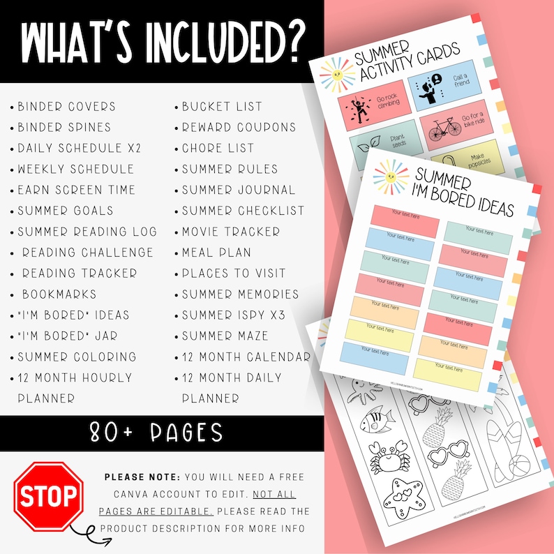 Editable Summer Planner for Kids Template, Summer Screen Time Rules ...