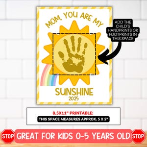 Mother's Day Handprint Footprint Craft Kids, Mom You Are My Sunshine ...