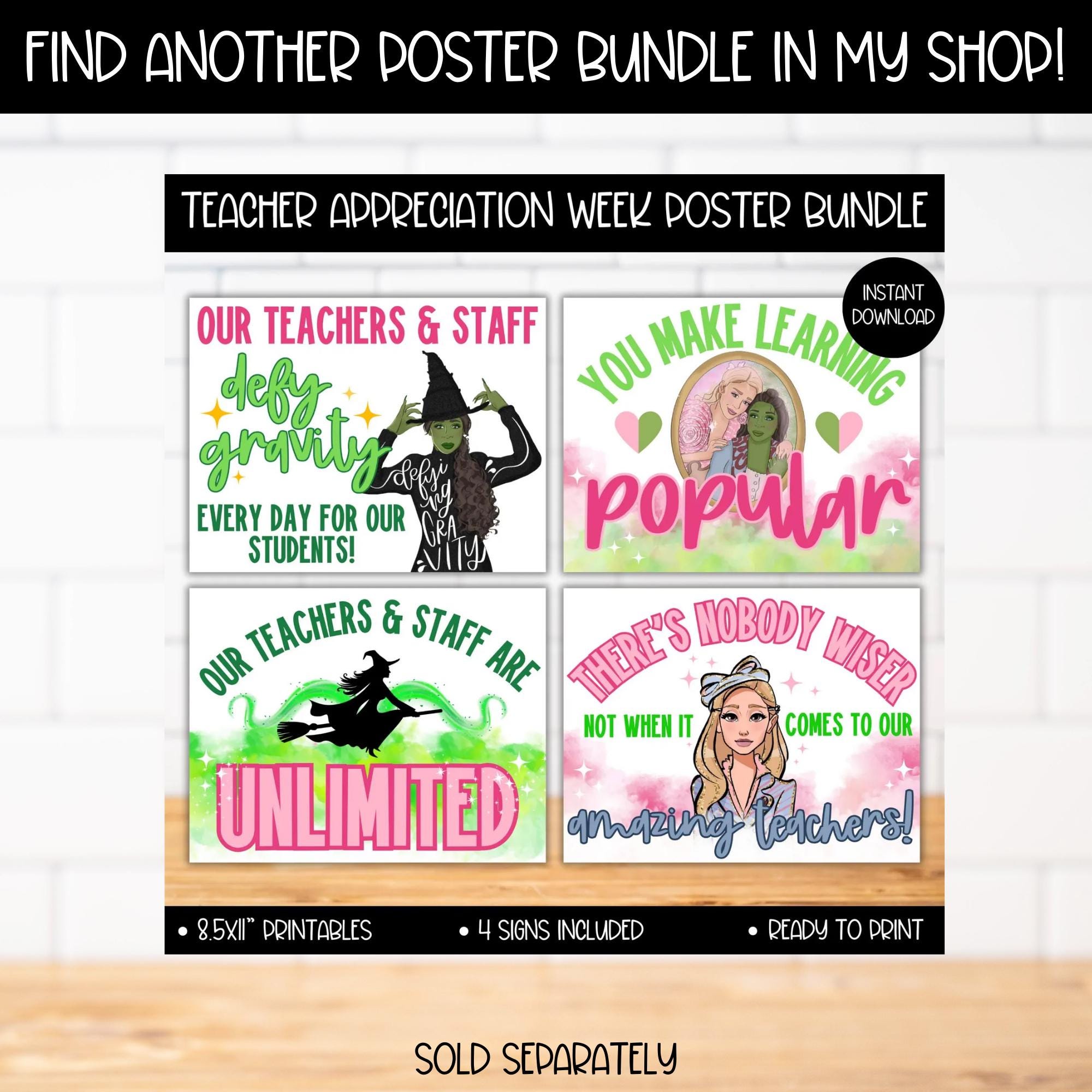 Wicked Teacher Appreciation Week Theme Poster Sign Bundle, Wizard of Oz ...