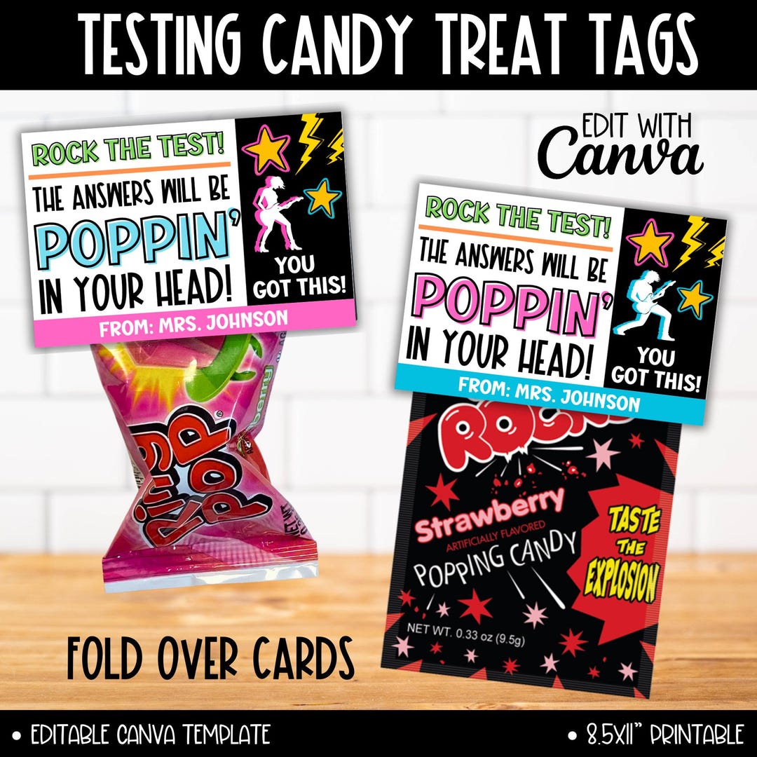 Testing Day Pop Rocks Treat Tag, Encouragement Cards, Motivational ...