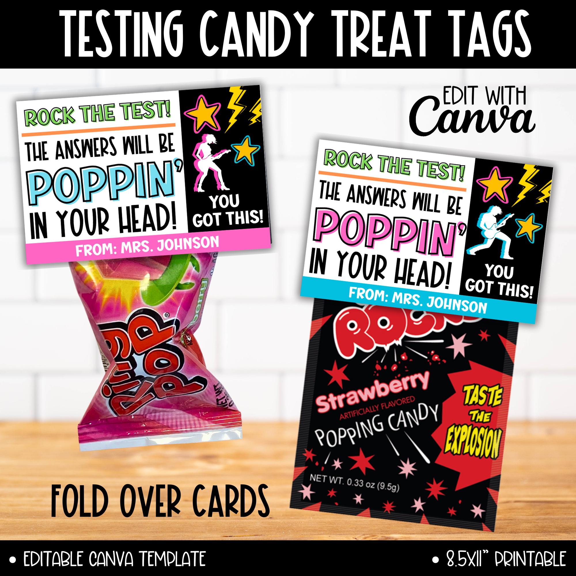 Testing Day Pop Rocks Treat Tag, Encouragement Cards, Motivational ...