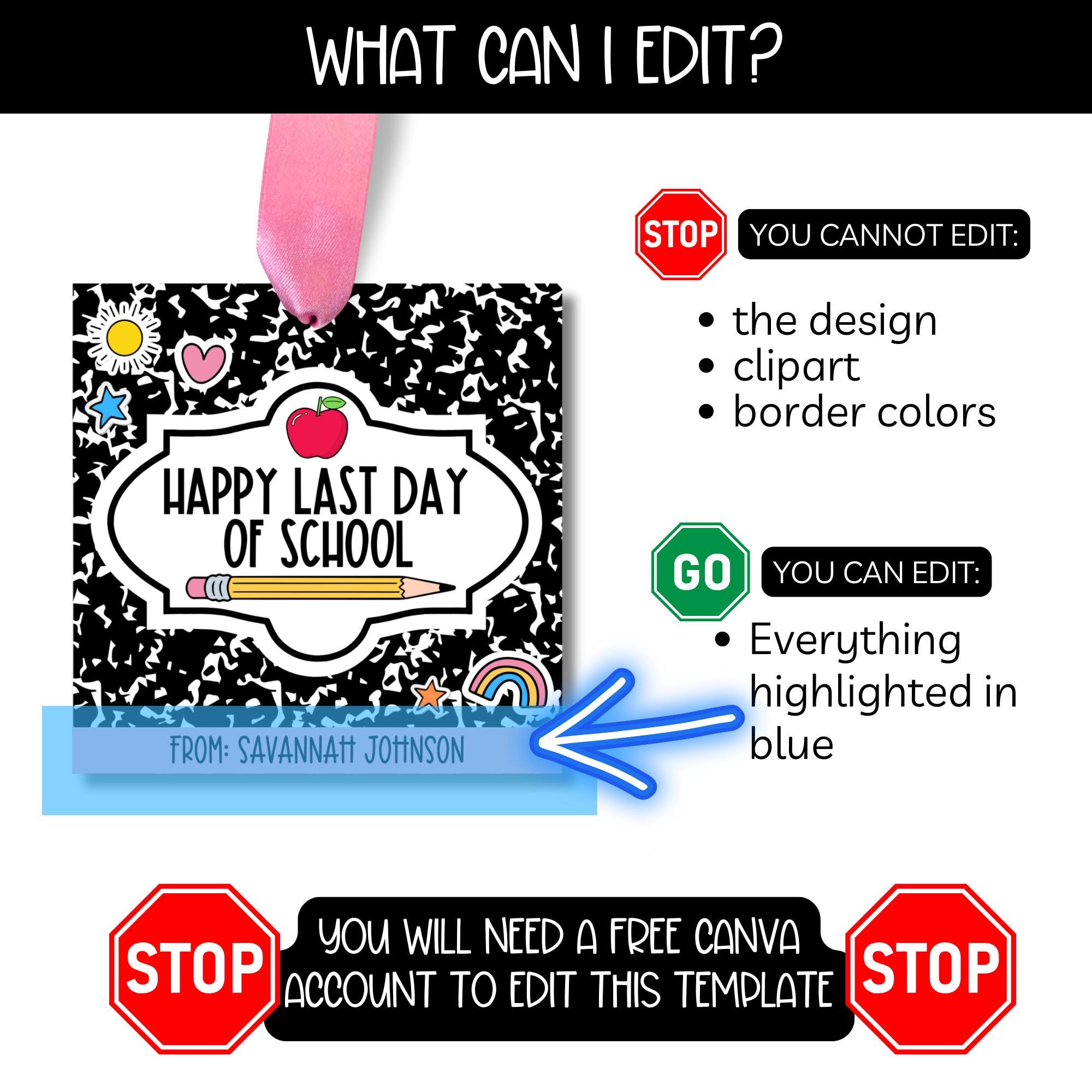 Last Day of School Teacher Staff Appreciation Composition Gift Tag, End ...