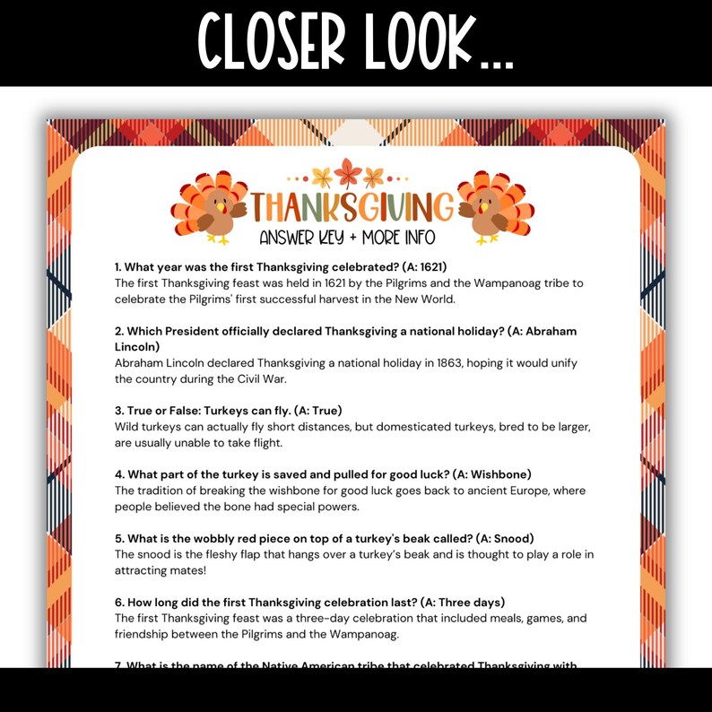 Thanksgiving Fall Trivia Activities Game Printable Bundle for Kids ...