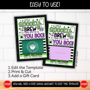 Halloween Spooky Brew Coffee Thank You for All You Boo Mug Gift Card ...