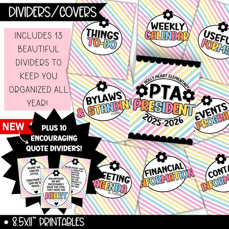 Editable PTA President Planner Canva Bundle, Back to School Organizer ...