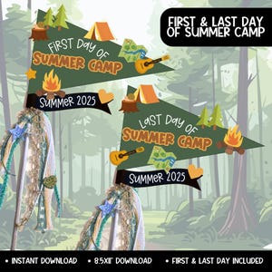 Summer Camp First and Last Day Flag Photo Prop Crafts, 1st Day of ...