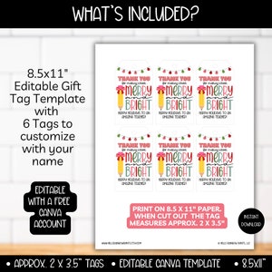 Teacher Christmas Gift Tag Card, PTA PTO Teacher Staff Appreciation ...