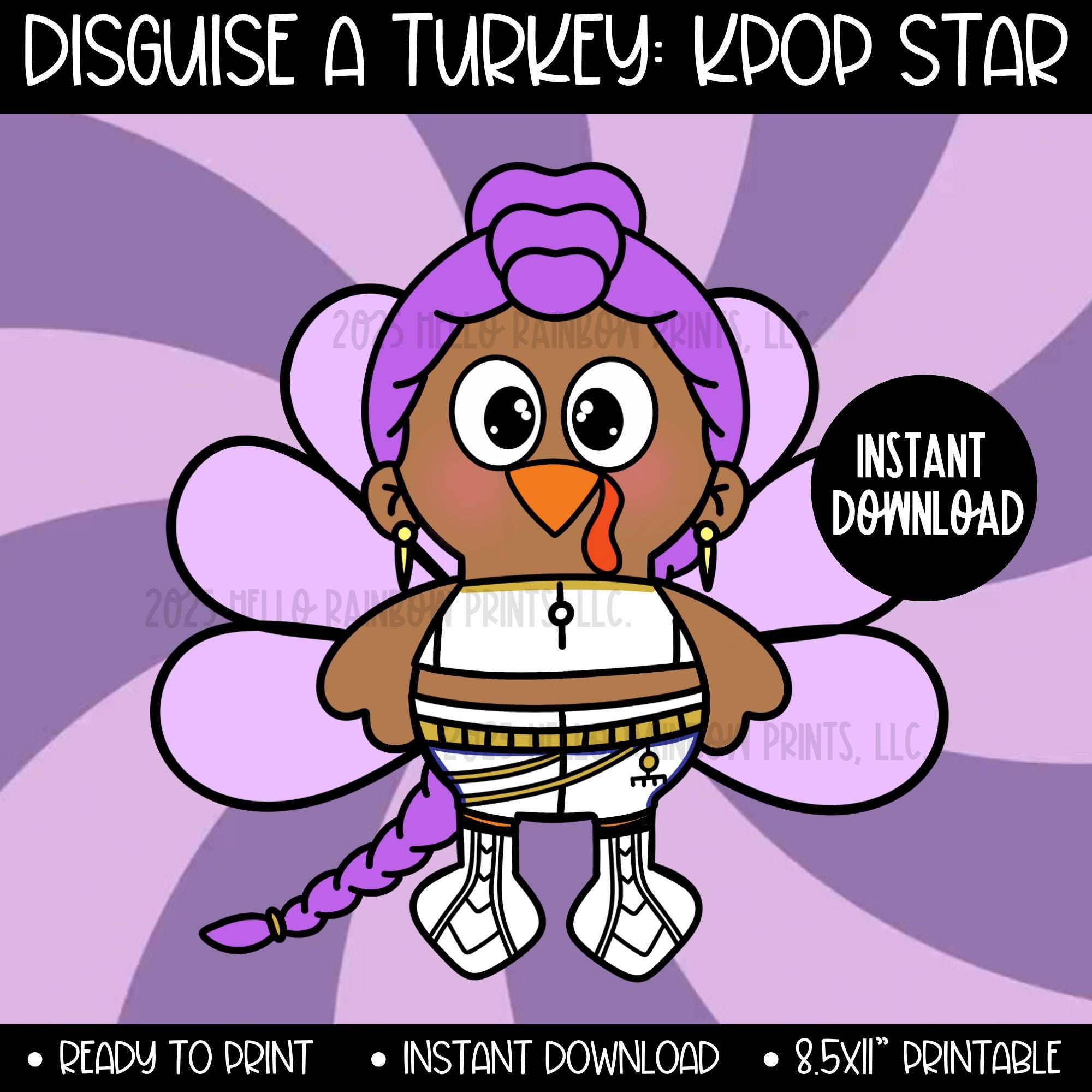 Disguise the Turkey Kpop Hunter Printable Craft Kit, Rumi Coloring ...