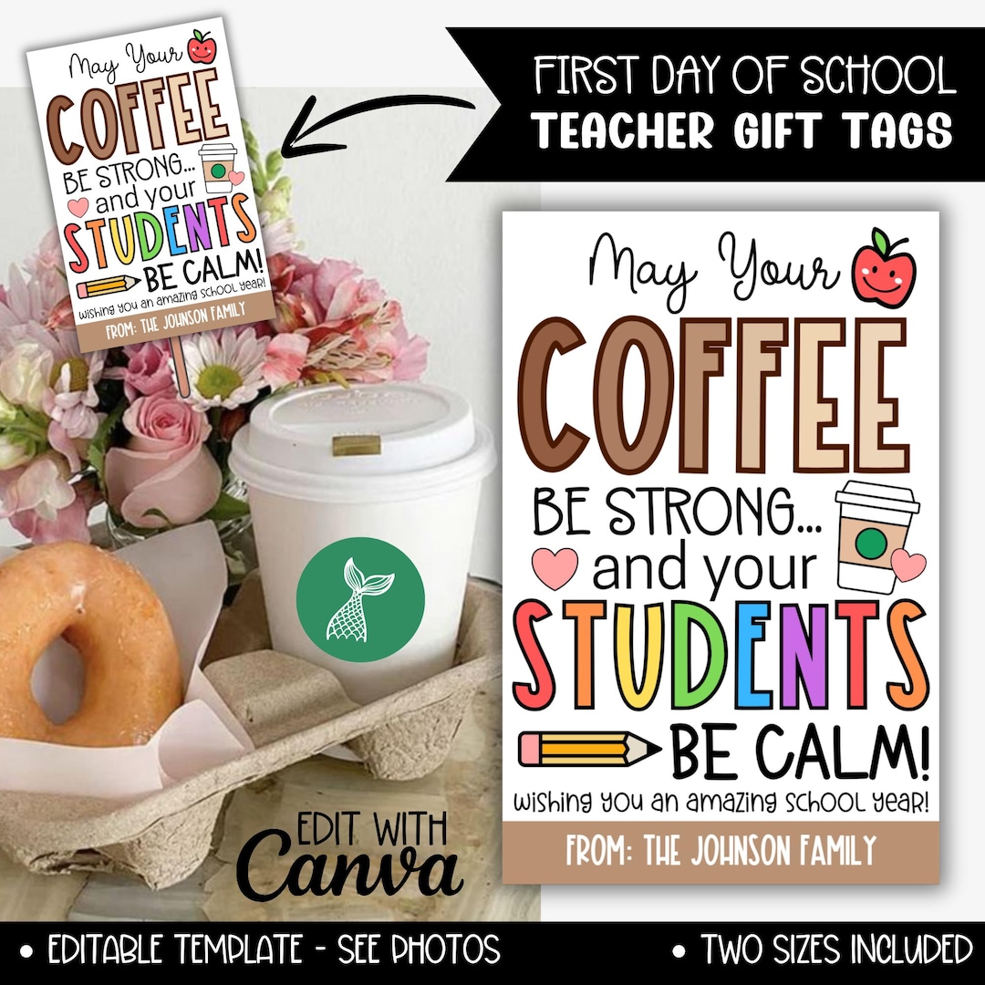 Meet the Teacher Coffee Funny Gift Tags Template, Classroom Gifts, Back ...