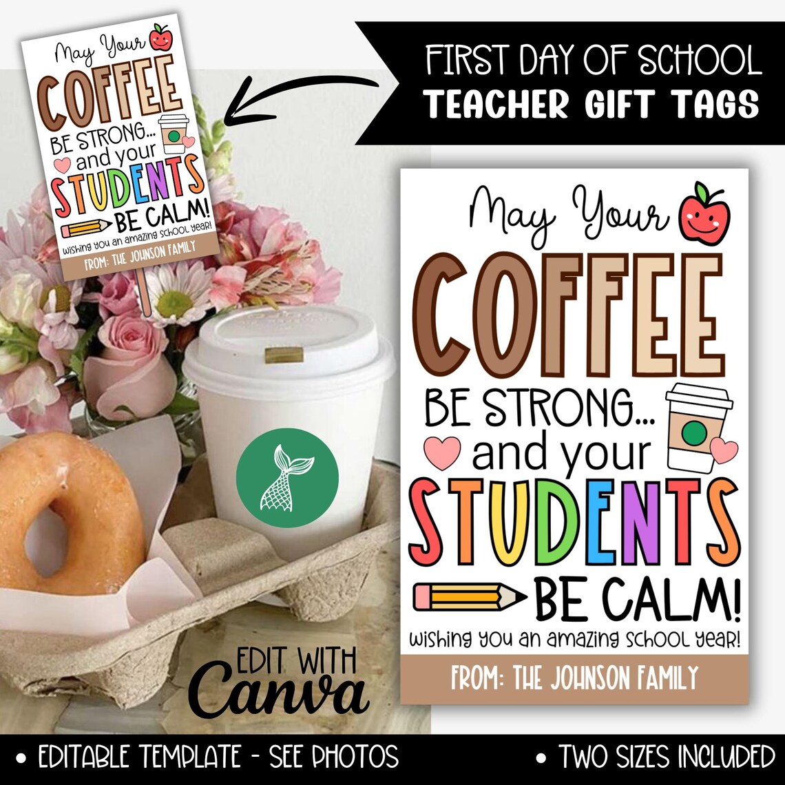 First Day of School Funny Coffee Gift Tag Printable, Teacher Back to ...