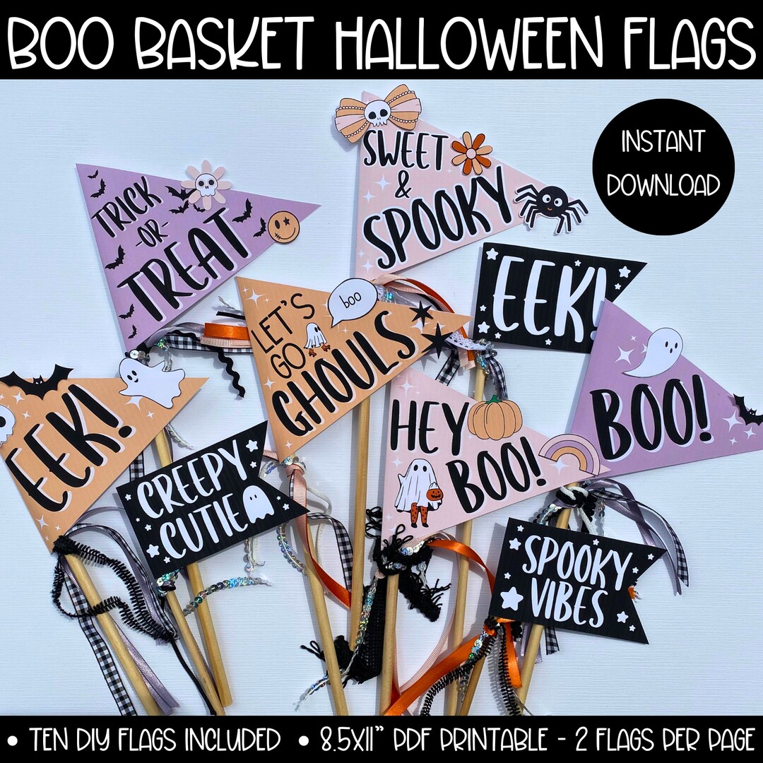 Halloween Boo Basket Flag Printable, Boo Basket Filler Gifts, Boo ...