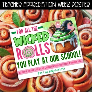 Wicked Cinnamon Roll Teacher Appreciation Week Theme Poster Sign, Sweet ...
