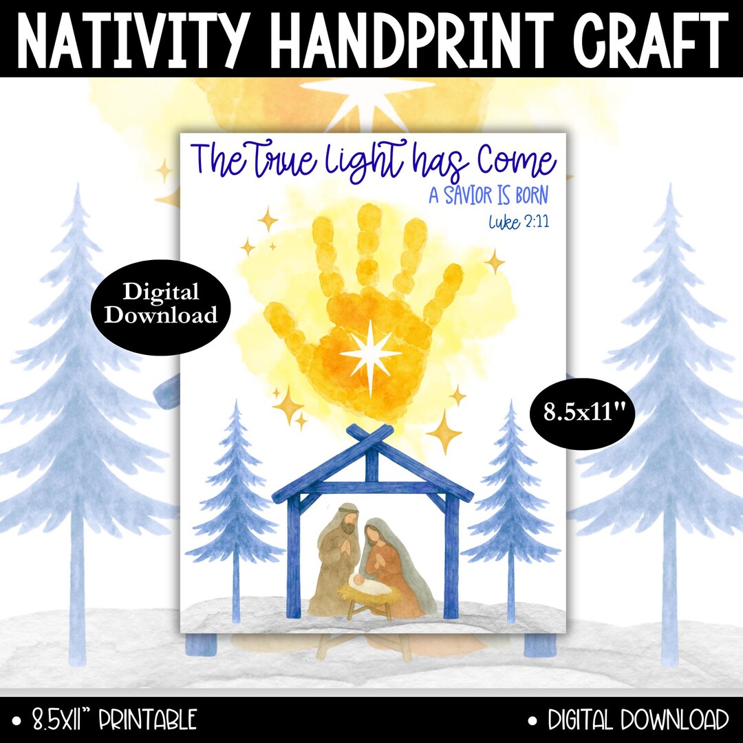 Nativity Christmas Handprint Craft, Christian Baby Jesus Xmas Bible ...
