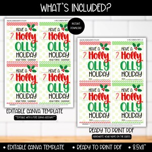 Holly Jolly Christmas Candy Cane Holder Tag Cards Bulk, Jingle Basket ...