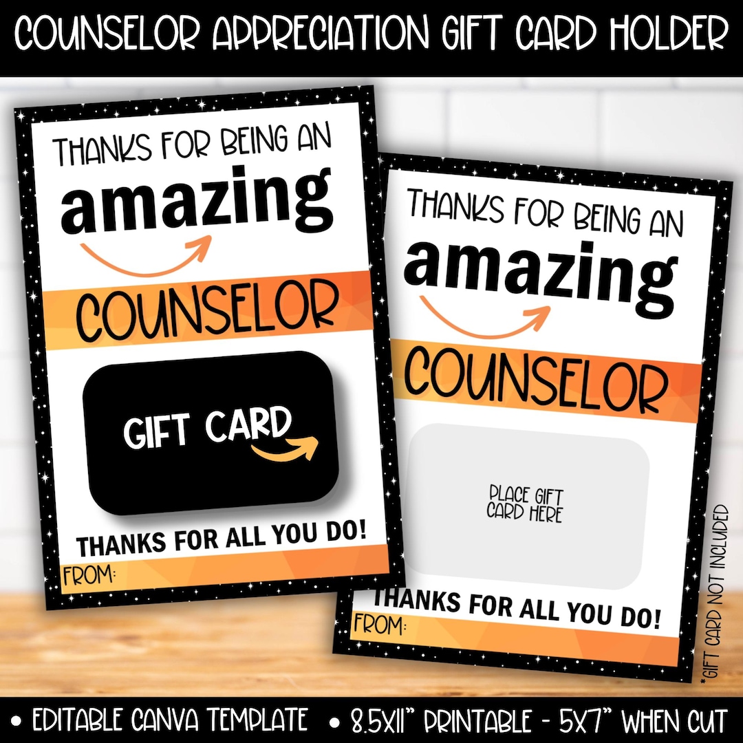 Counselor Appreciation Gift Card Holder Printable, School Mental Health ...