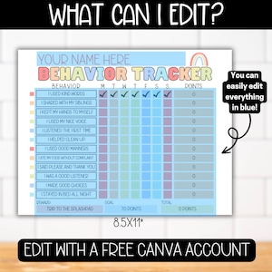 Kids Behavior Chart Printable Template, Good Behavior Chart Boys Girls ...