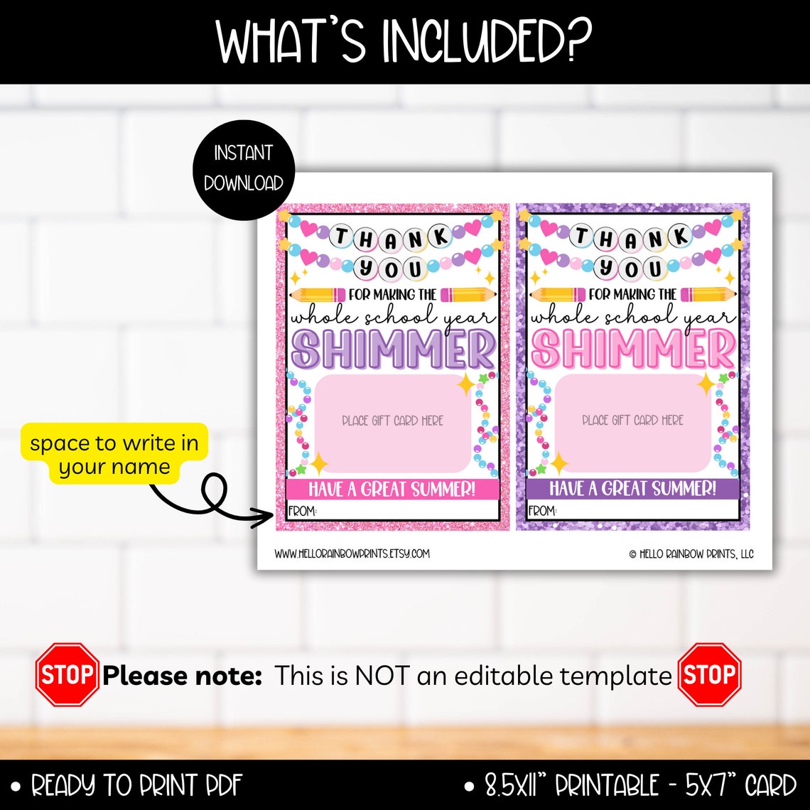 Teacher End of School Year Gift Card Holder, Pop Star Theme Teacher ...