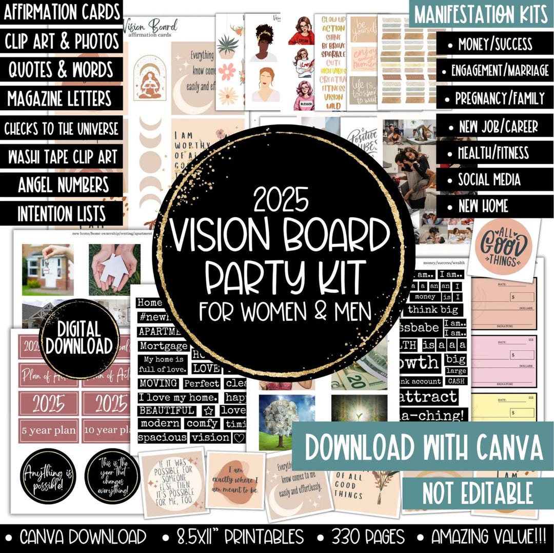 2025 WOMEN & MEN Vision Board Party Kit Couple Printable Bundle ...