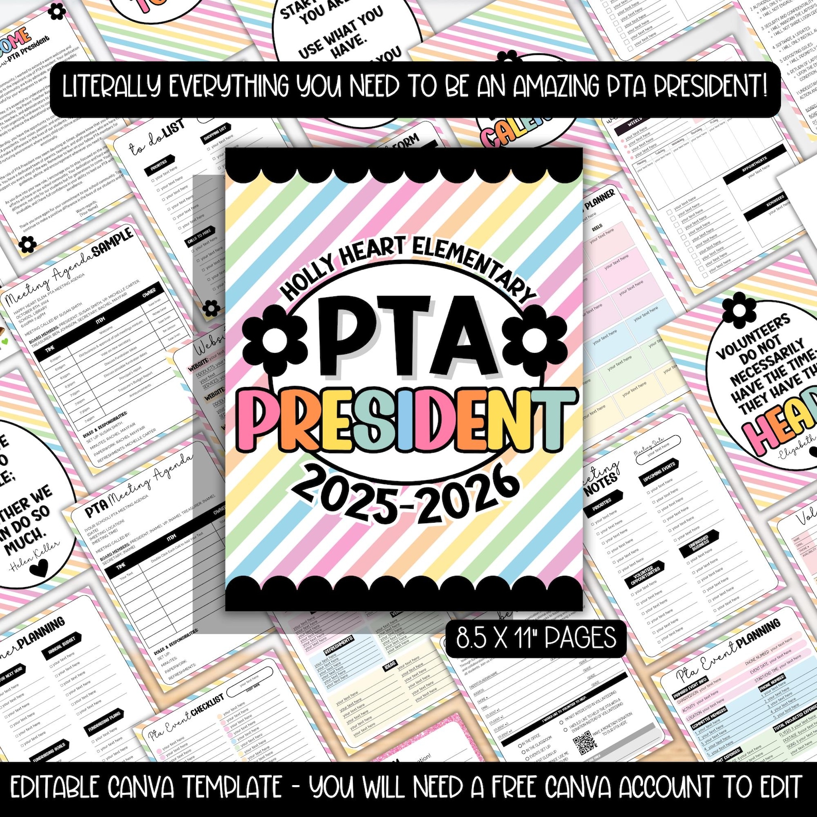 Editable PTA President Planner Canva BUNDLE, Membership Forms ...