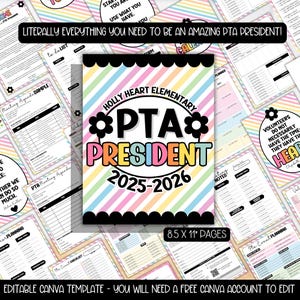 Editable PTA President Planner Canva BUNDLE, Membership Forms ...