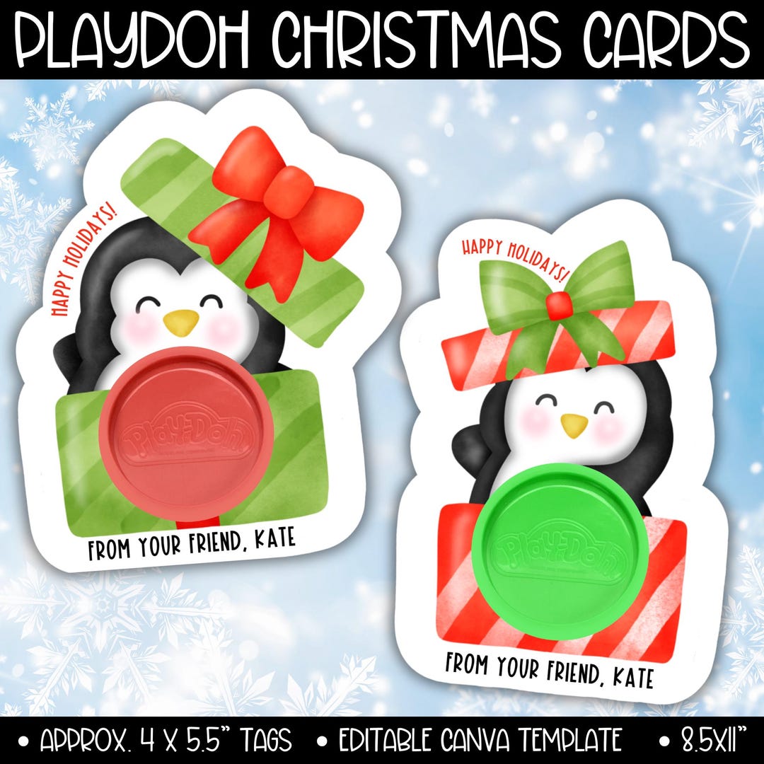 Christmas Play-doh Favors Card, Editable Holiday Playdoh Holder, Play ...