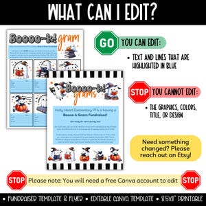 Halloween Boo Gram School Fundraiser Flyer Template Bundle, Boo-k Book ...