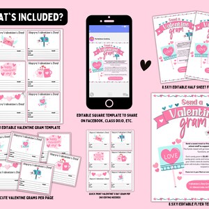 PTA PTO Valentine's Day Candy Gram School Fundraiser Flyer Template ...