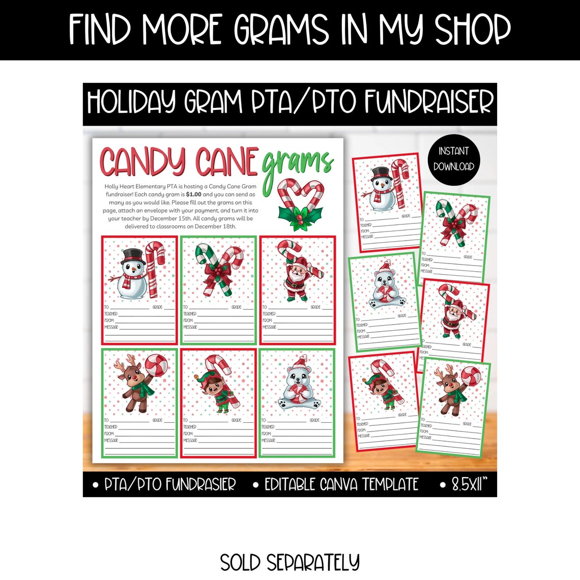 PTA PTO Christmas Holiday Gram Fundraiser Flyer Template, Winter School ...