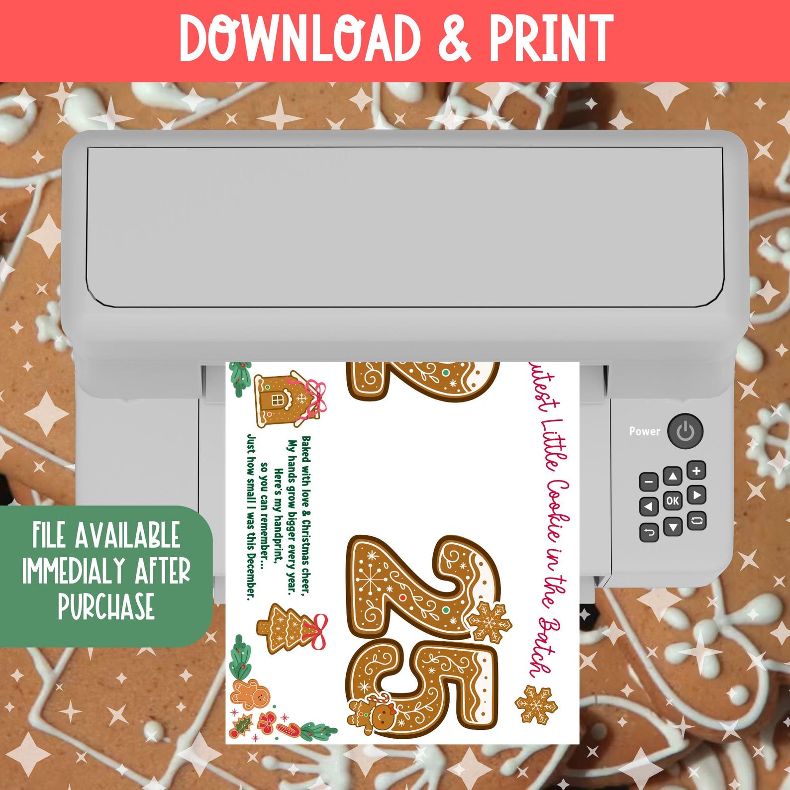 2025 Christmas Gingerbread Poem Handprint Craft, Cutest Cookie in the ...