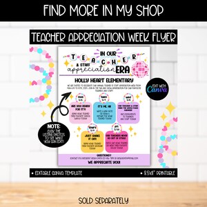 Teacher Staff Appreciation Week Theme Poster Sign Printable, PTA Lunch ...