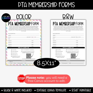 PTA Flyers Forms Template BUNDLE, PTA Newsletter, Membership Form ...