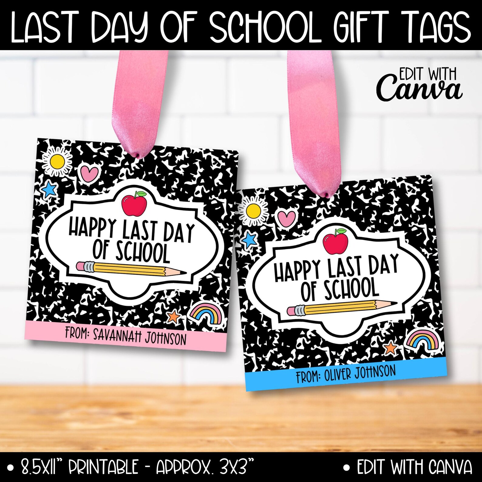 Last Day of School Teacher Staff Appreciation Composition Gift Tag, End ...