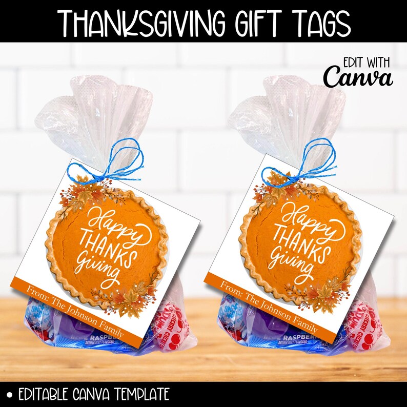 Editable Thanksgiving Treats Gift Tags for Kids Teachers Employees ...
