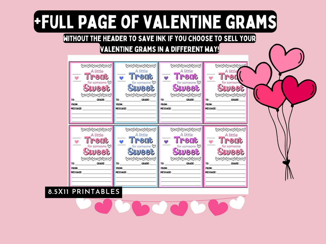 PTA PTO Valentine's Day Candy Gram School Fundraiser Flyer Template ...