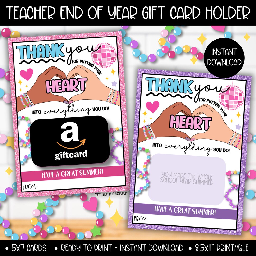 Teacher End of School Year Gift Card Holder, Last Day Pop Star Teacher ...