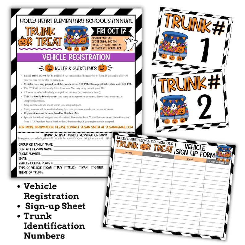 Halloween Trunk or Treat Flyer Banner Bundle, Invitation, Volunteer ...