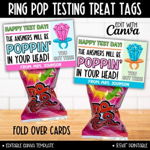 Testing Day Lolli Pop Treat Tag, Student School Test You Got This Snack ...