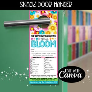 Bloom Flower Teacher Staff Appreciation Week Snack Sunshine Cart Sign ...