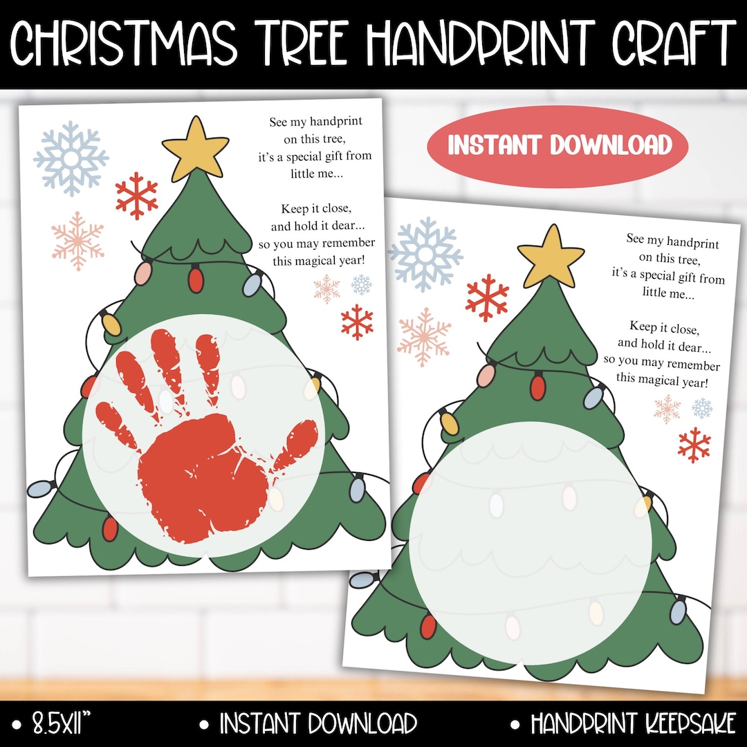 Christmas Tree Poem Handprint Craft Art Printable, DIY Holiday Xmas ...
