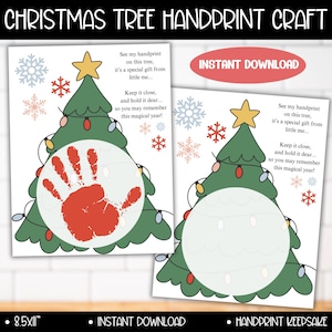 Christmas Tree Poem Handprint Craft Art Printable, DIY Holiday Xmas ...