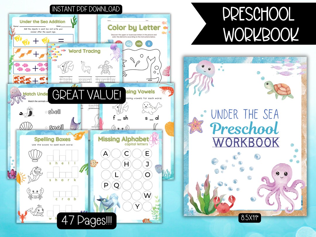 Toddler Ocean Busy Book | Preschool Curriculum ABC Math Counting ...