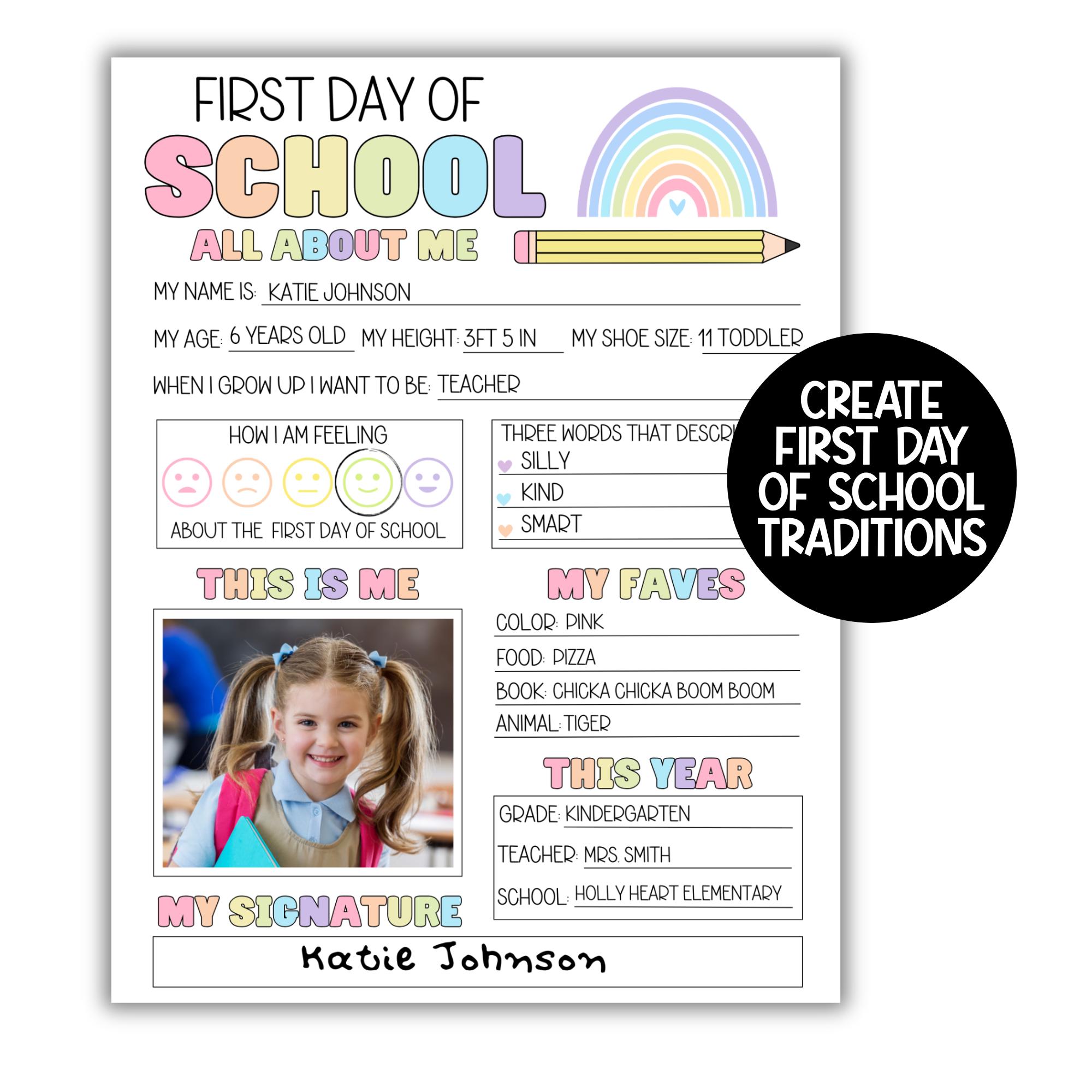 First Day of School Interview Template, Editable Back to School ...