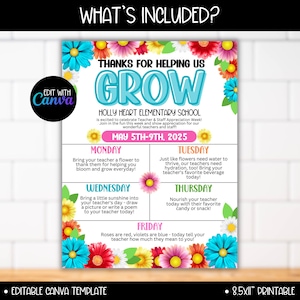 Teacher Staff Appreciation Week Floral Grow Theme Flyer, Teachers ...