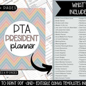EDITABLE PTA President Planner, PTA Binder Template Bundle, Pta ...