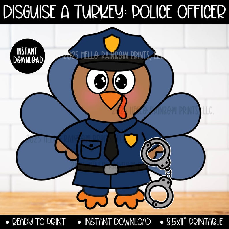 Thanksgiving Disguise the Turkey Project: Police Officer Craft Kit ...