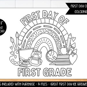 First Day of School Coloring Page Worksheet Printable | Meet the ...