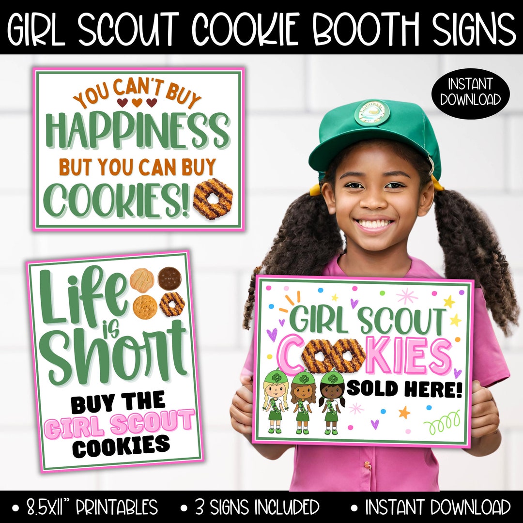 2024 Girl Scout Cookie Booth Sales Sign Cookies Sold Here ABC LBB Girl ...