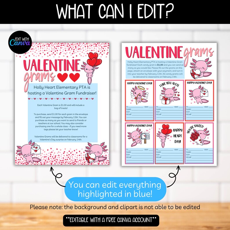 Valentines Day Fundraiser Flyer Forms Tag Template PTA PTO Fundraising ...