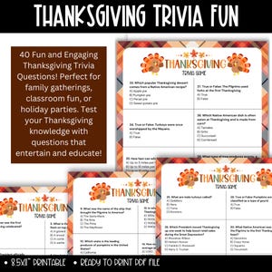 Thanksgiving Fall Trivia Activities Game Printable Bundle for Kids ...