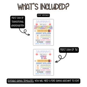 First Day of TK Sign Printable, First Day of Transitional Kindergarten ...